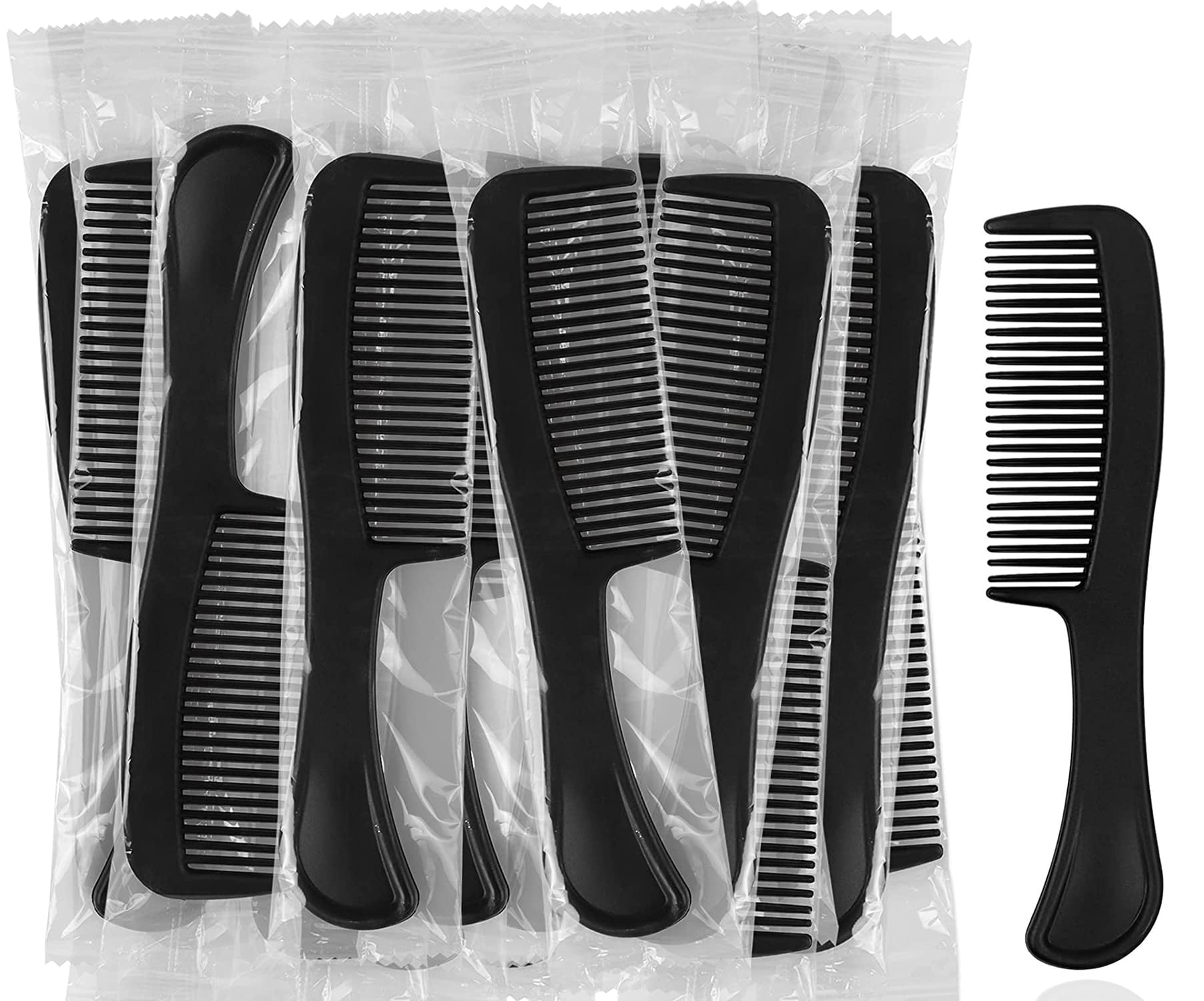 50 Pack Matte Black Plastic Small Hair Combs, Individually Wrapped for ...
