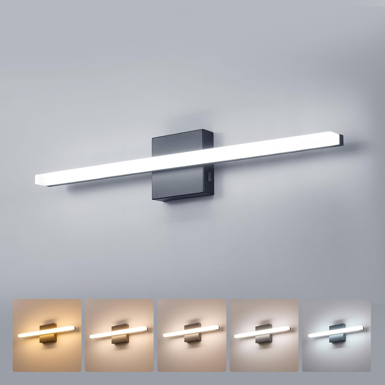 Combuh 5CCT LED Vanity Lights Bar for Bathroom, 24 Inch Matte Black ...