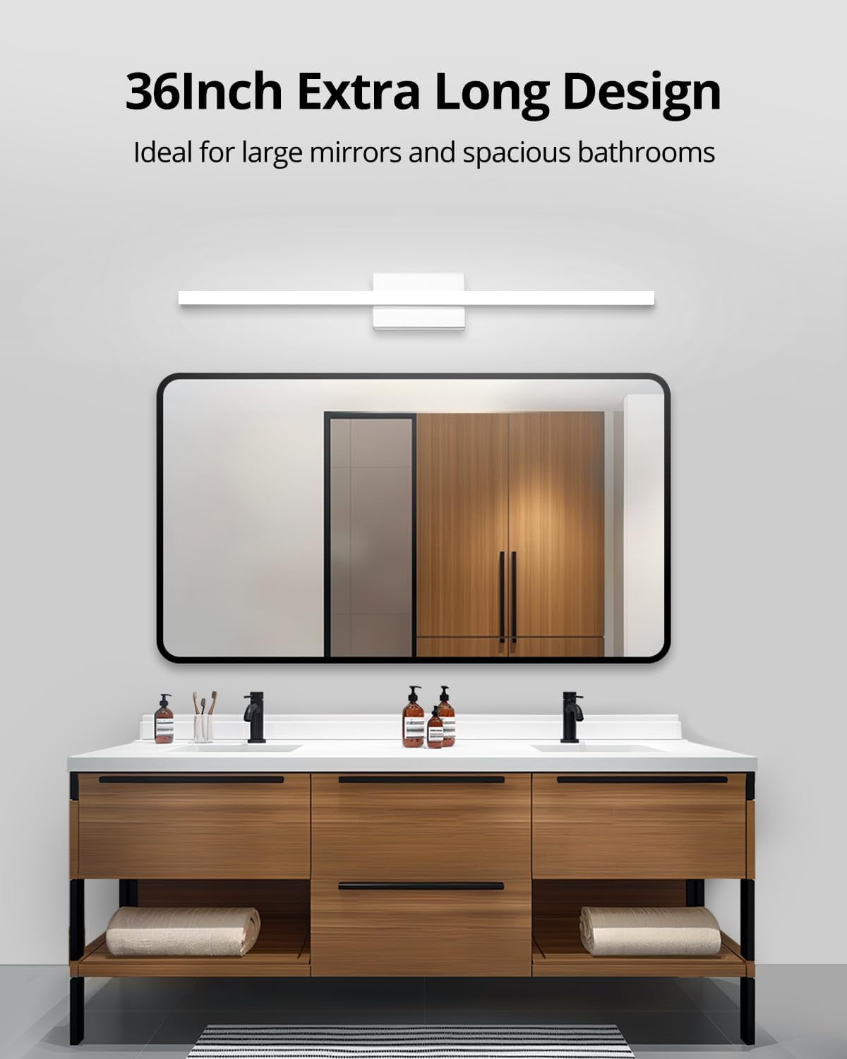 Combuh 36in Bathroom Light Fixtures Chrome LED Vanity Lights Modern ...