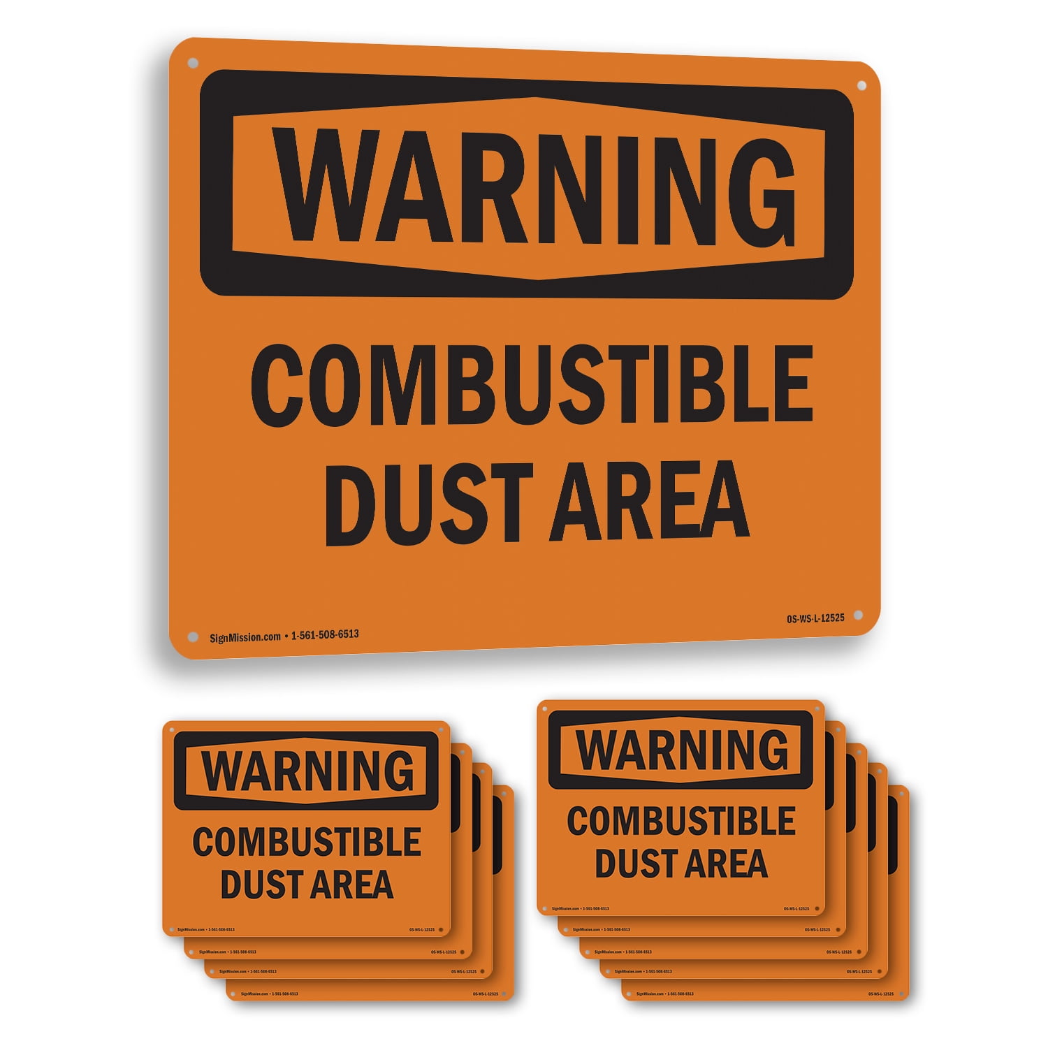 Combustible Dust Area OSHA WARNING Rigid Plastic Sign 18 Inch x 12 Inch ...