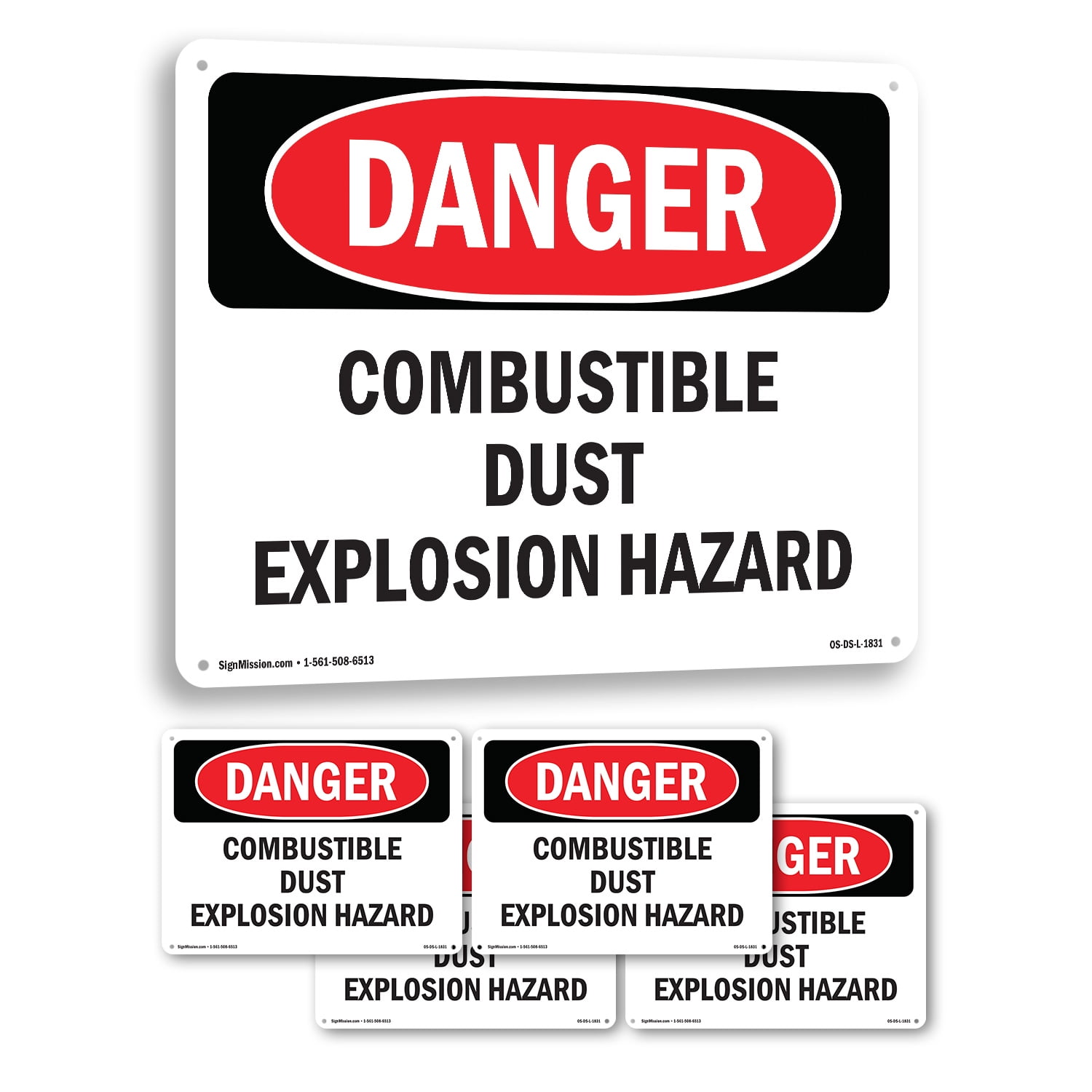 Combustible Dust Explosion Hazard OSHA Danger Rigid Plastic Sign 24 ...
