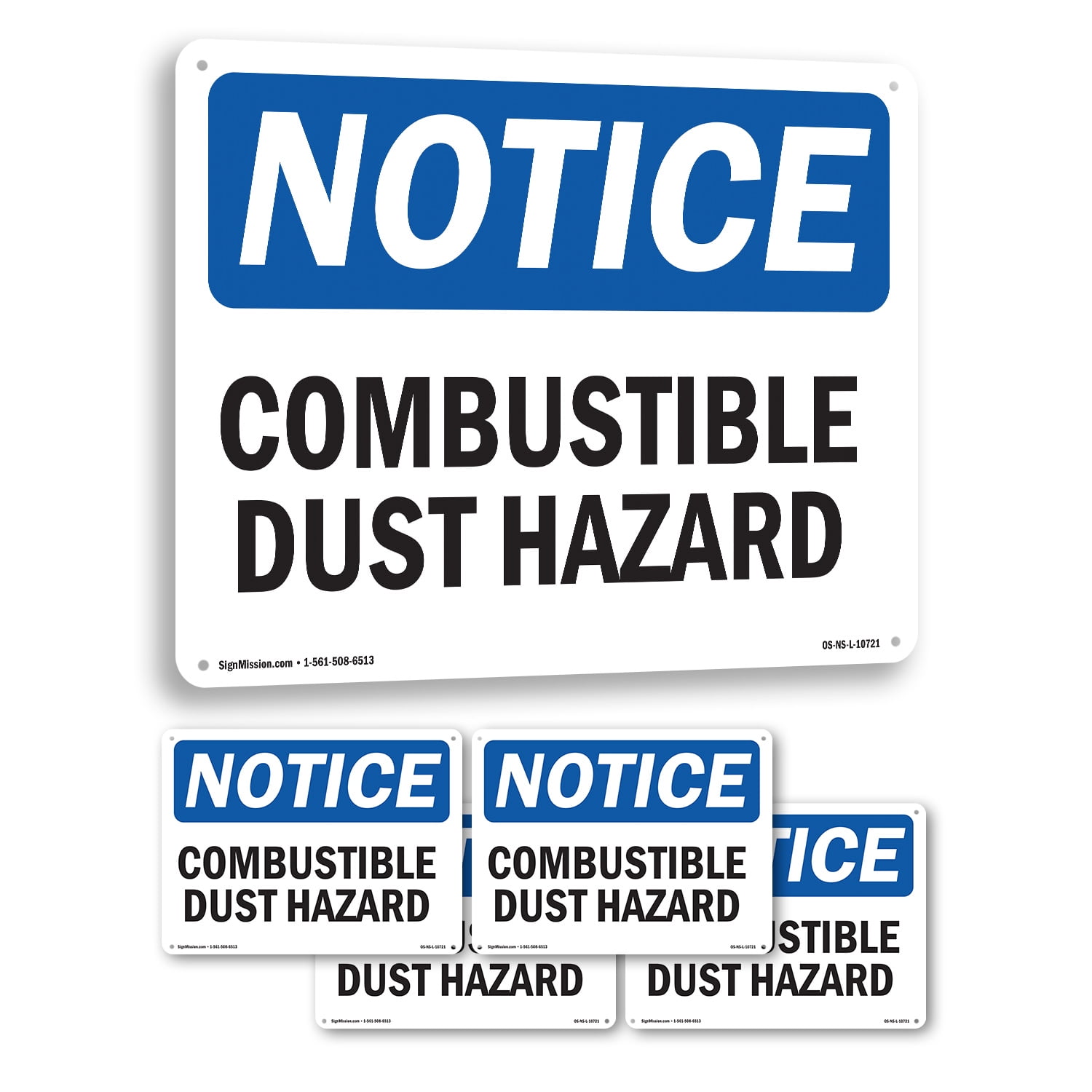Combustible Dust Hazard OSHA Notice Rigid Plastic Sign 18 Inch x 12 ...