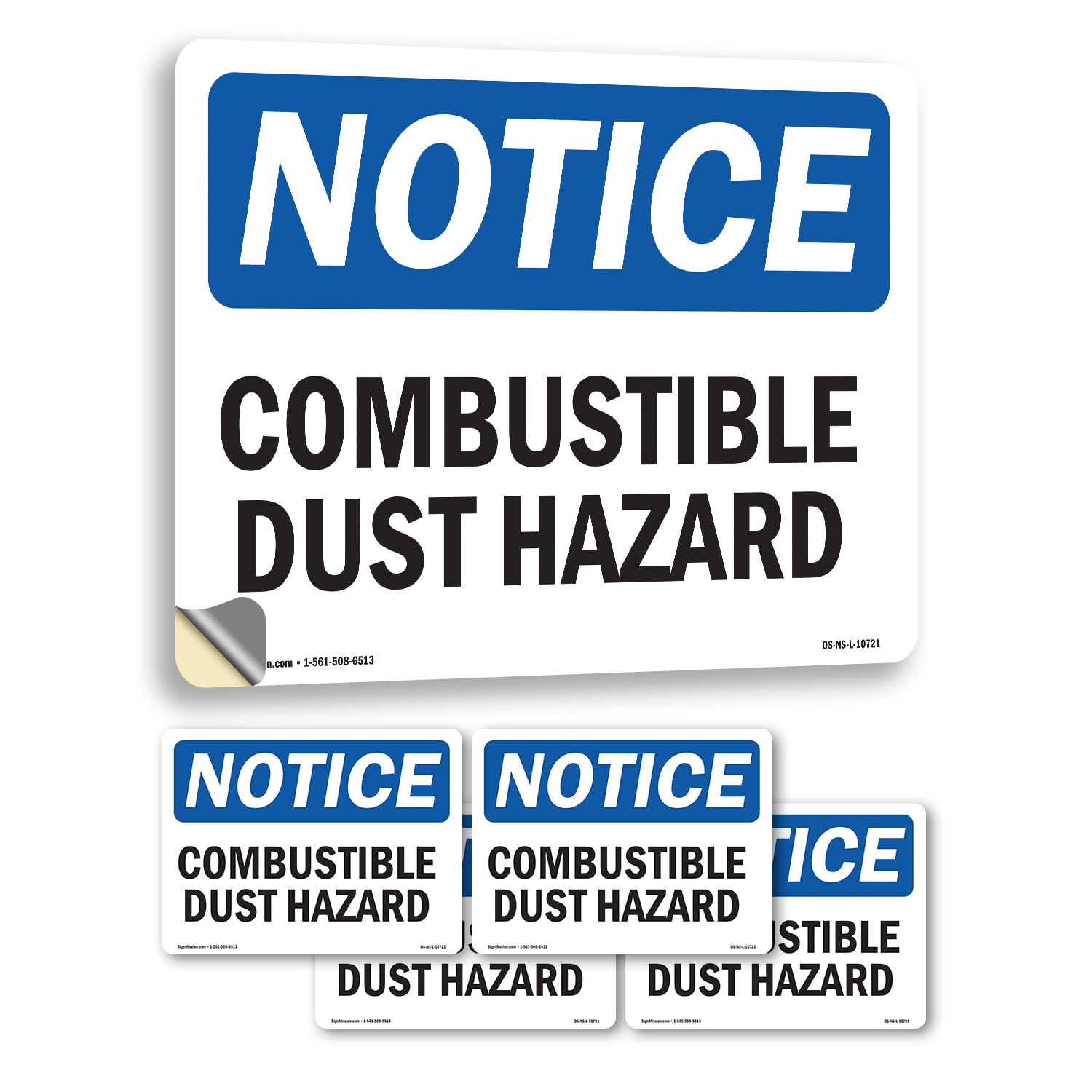 Combustible Dust Hazard OSHA Notice Vinyl Decal Label 18 Inch x 12 Inch ...