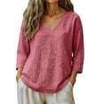 Comdrip Blouses Fashion Clothes Loose Basic 3/4 Sleeve Solid Color ...