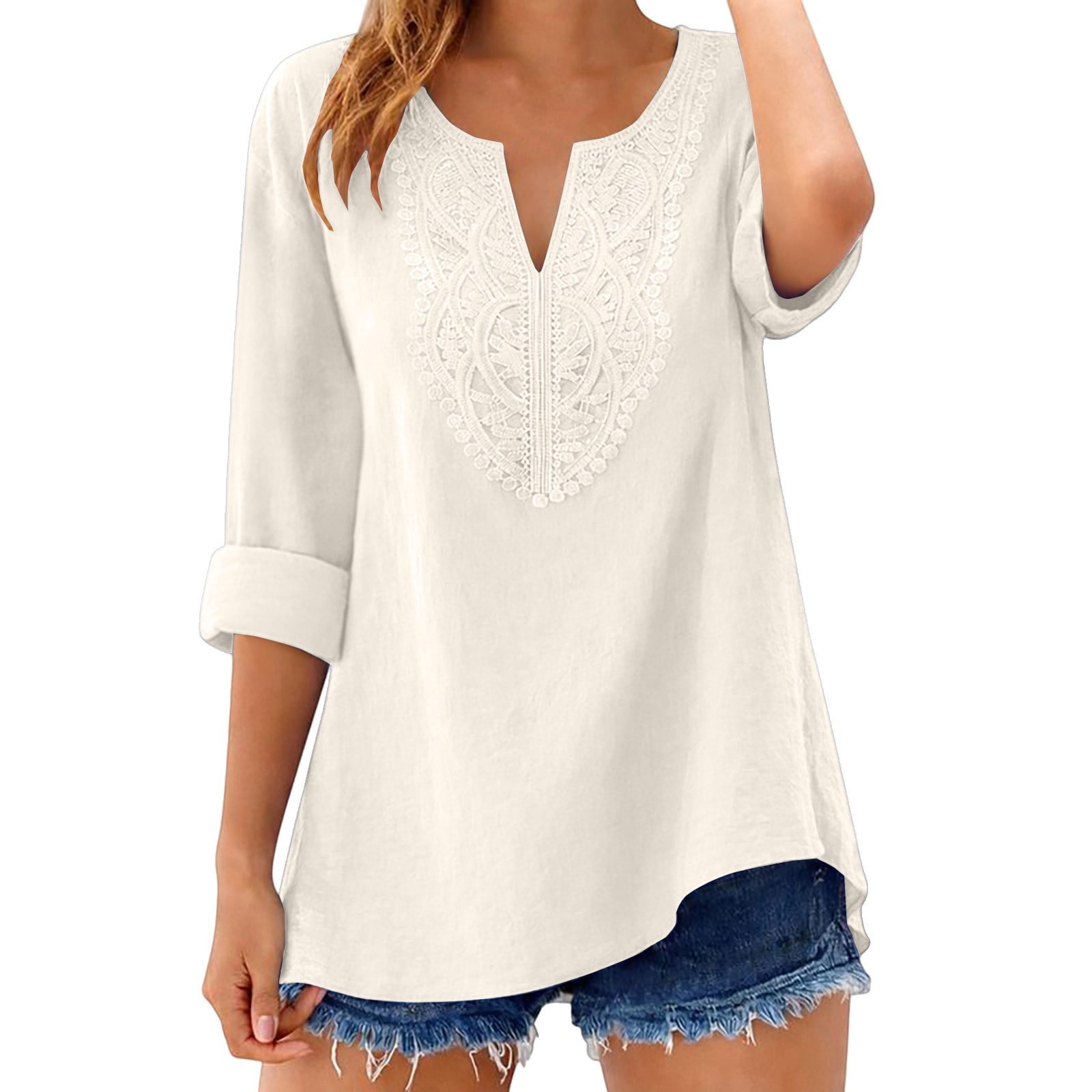 Comdrip Bohemian Tops Boho Clothes for Women Loose Shirt Blouse Tunic ...