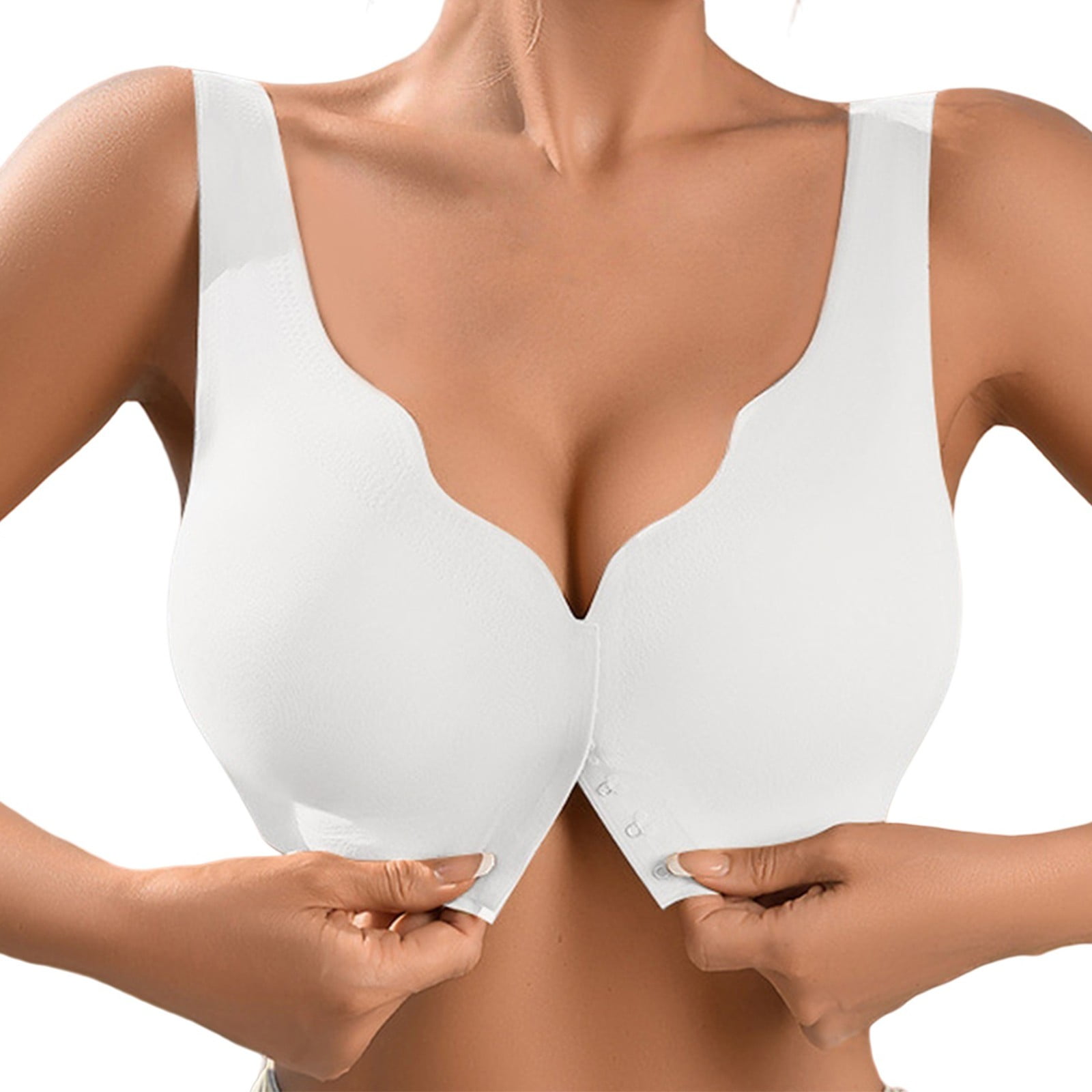 Comdrip Bras for Older Women, Women's Front Button Comfortable Back Slim Bra Front Close Bras ...