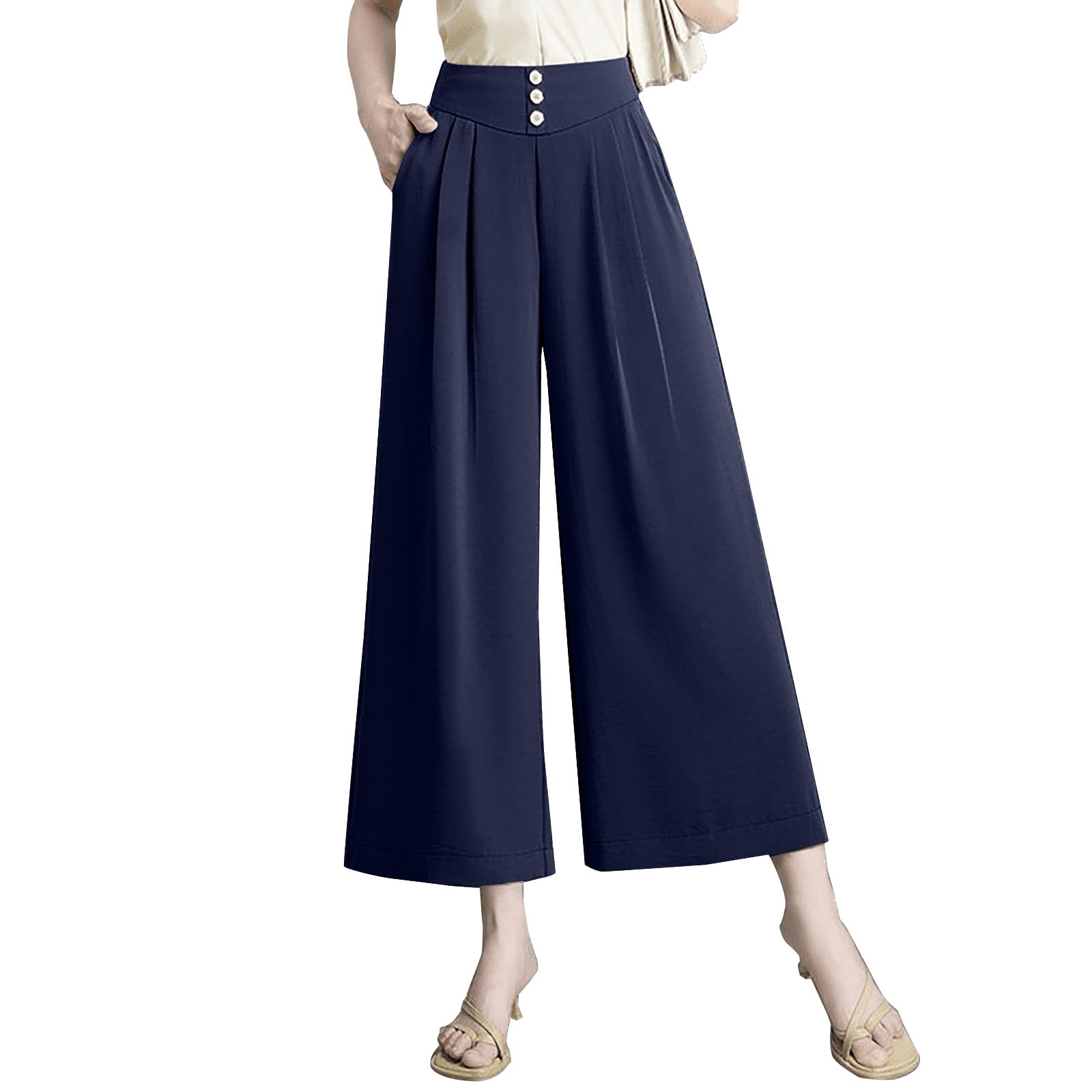 Comdrip Dress Pants Women Pants for Women Soft High Waist Pull on Wide ...