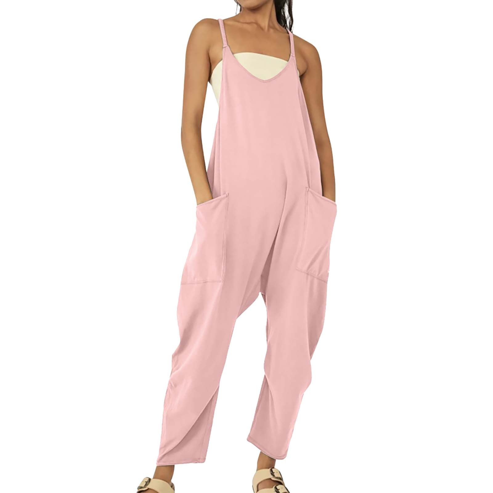 Comdrip Jumpers for Women, Women's Casual Sleeveless Jumpsuits V Neck ...