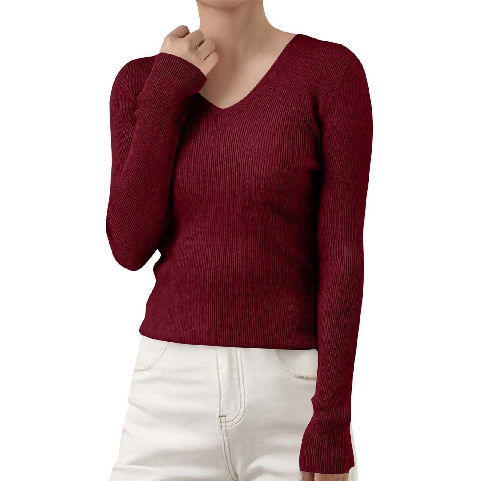 Comdrip Knitted Sweater, Women's Business Casual Fall Outfits Solid ...
