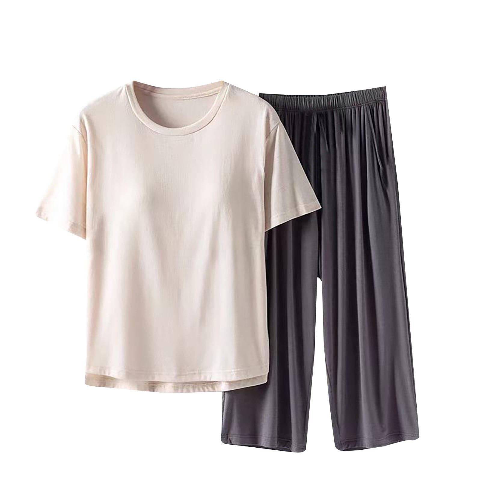 Comdrip Light Weight Pajamas for Women Set, Women's Spring Summer Round ...