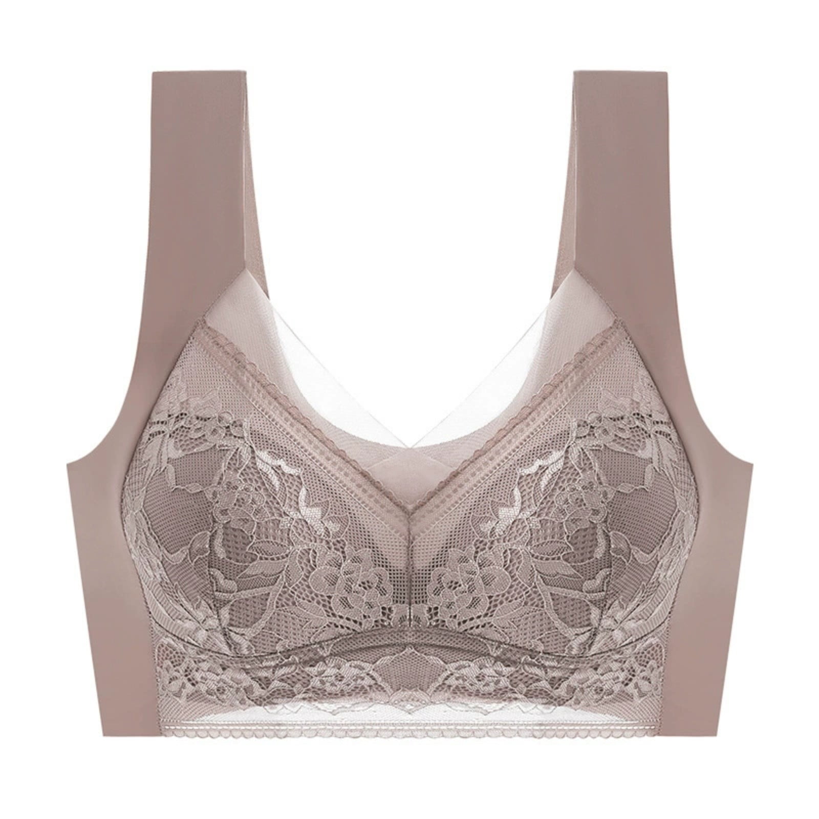 Comdrip Padded Bras for Women! Contrast Lace Wireless Bra Comfy ...