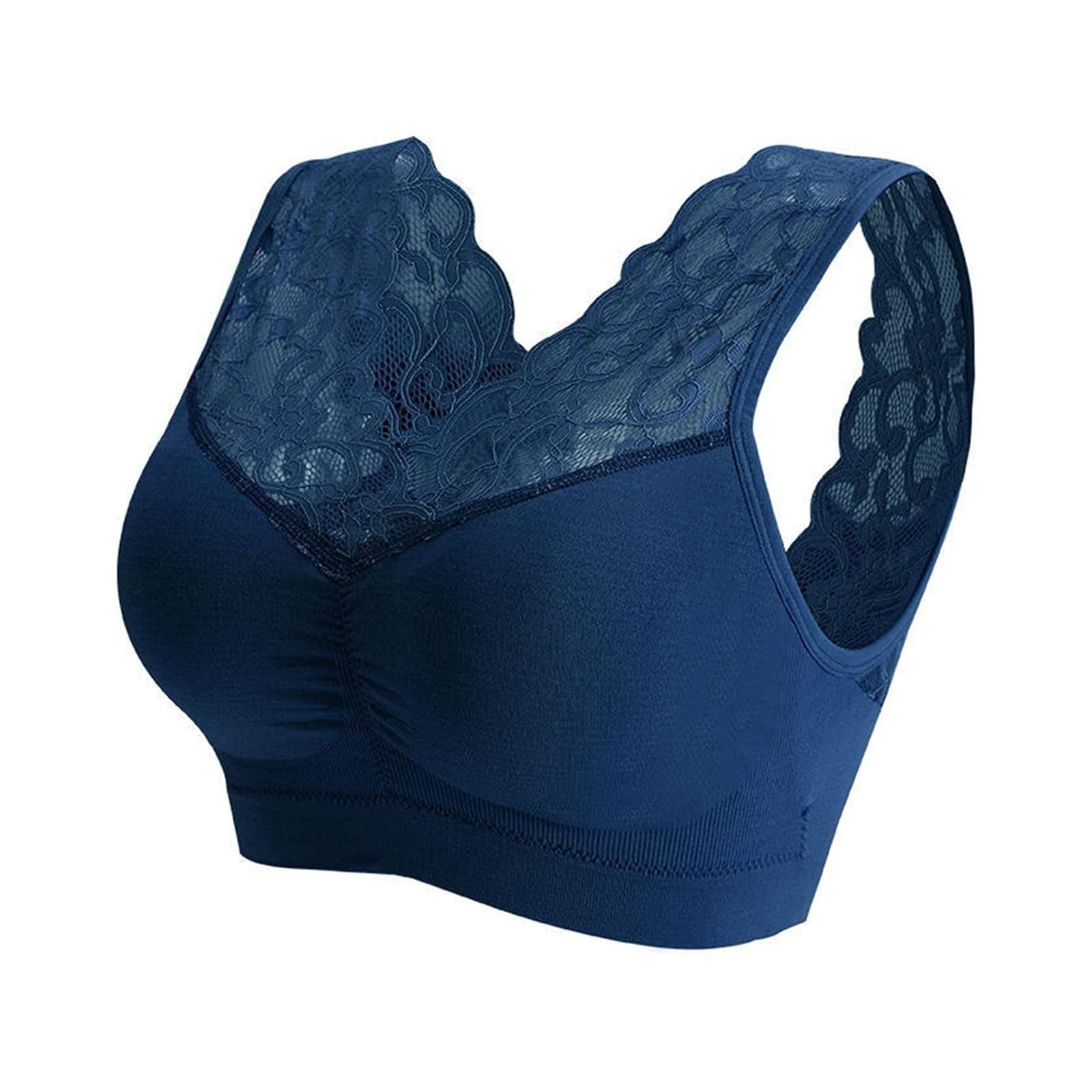 Comdrip Push Up Bra, Lace Bralettes for Women Wireless Mesh Wide Strap ...