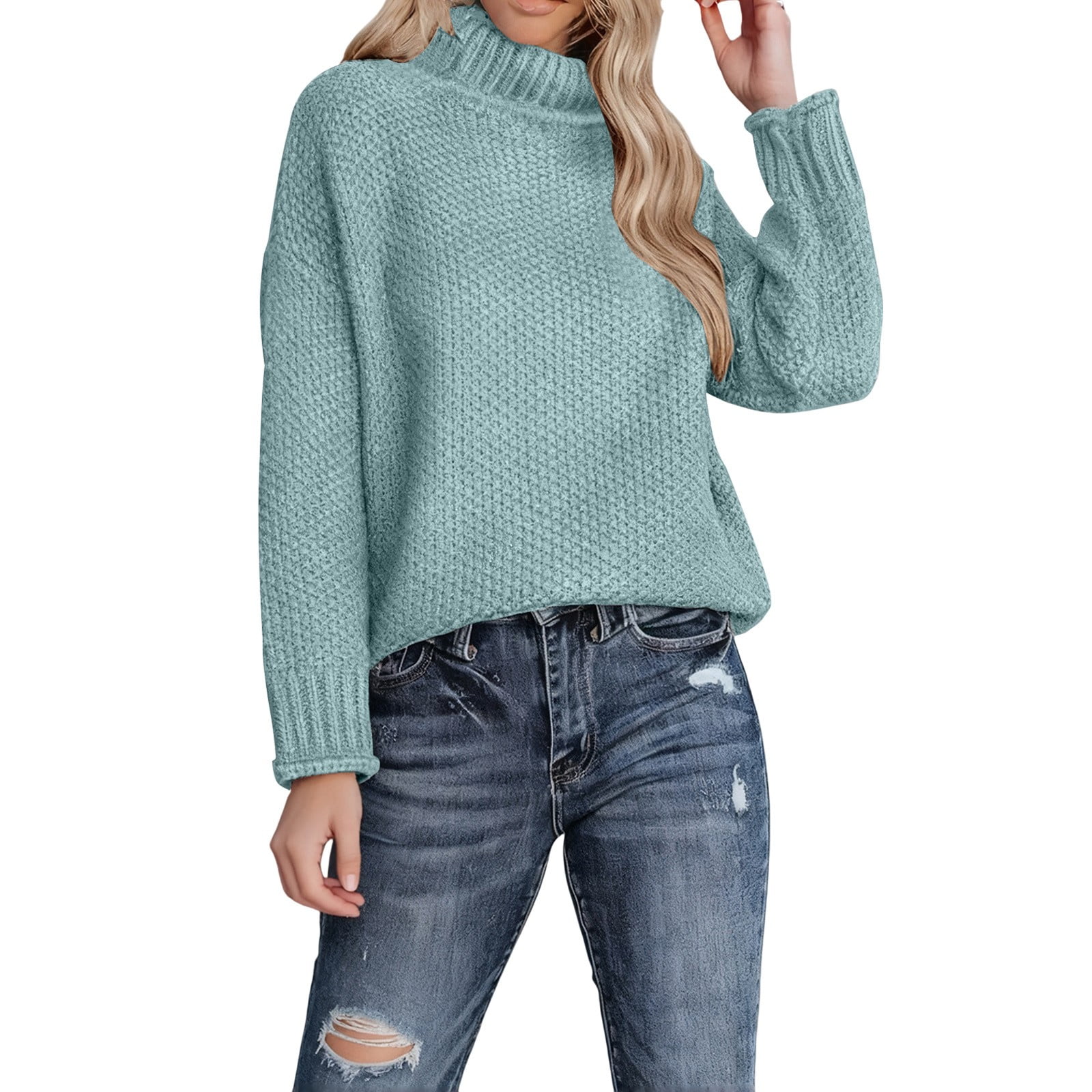 Comdrip Turtle Neck Sweater for Women, Women's Turtleneck Sweater 2025 ...