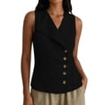 Comdrip Women's Cotton Slim Fit Button down Sleeveless V-Neck Solid ...