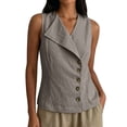 Comdrip Women's Cotton Slim Fit Button down Sleeveless V-Neck Solid ...