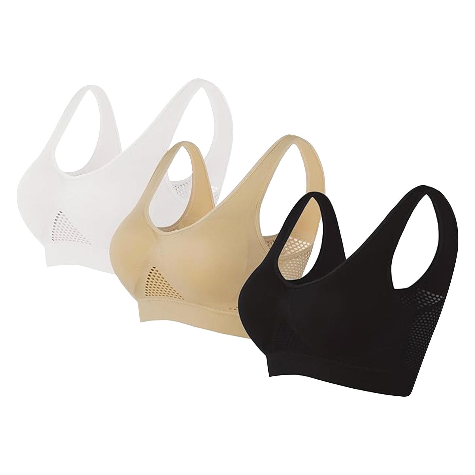 Comdrip Women's Sports Bra 3-Pack Yoga Bralette Plus Size Bra Clear 4Xl ...