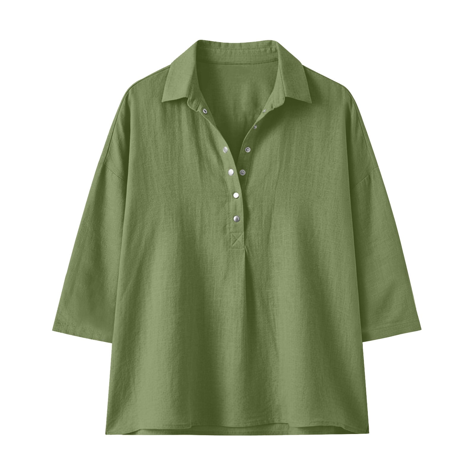 Comdrip Womens Long Sleeve Notch Neck Solid Color Button down Cotton ...
