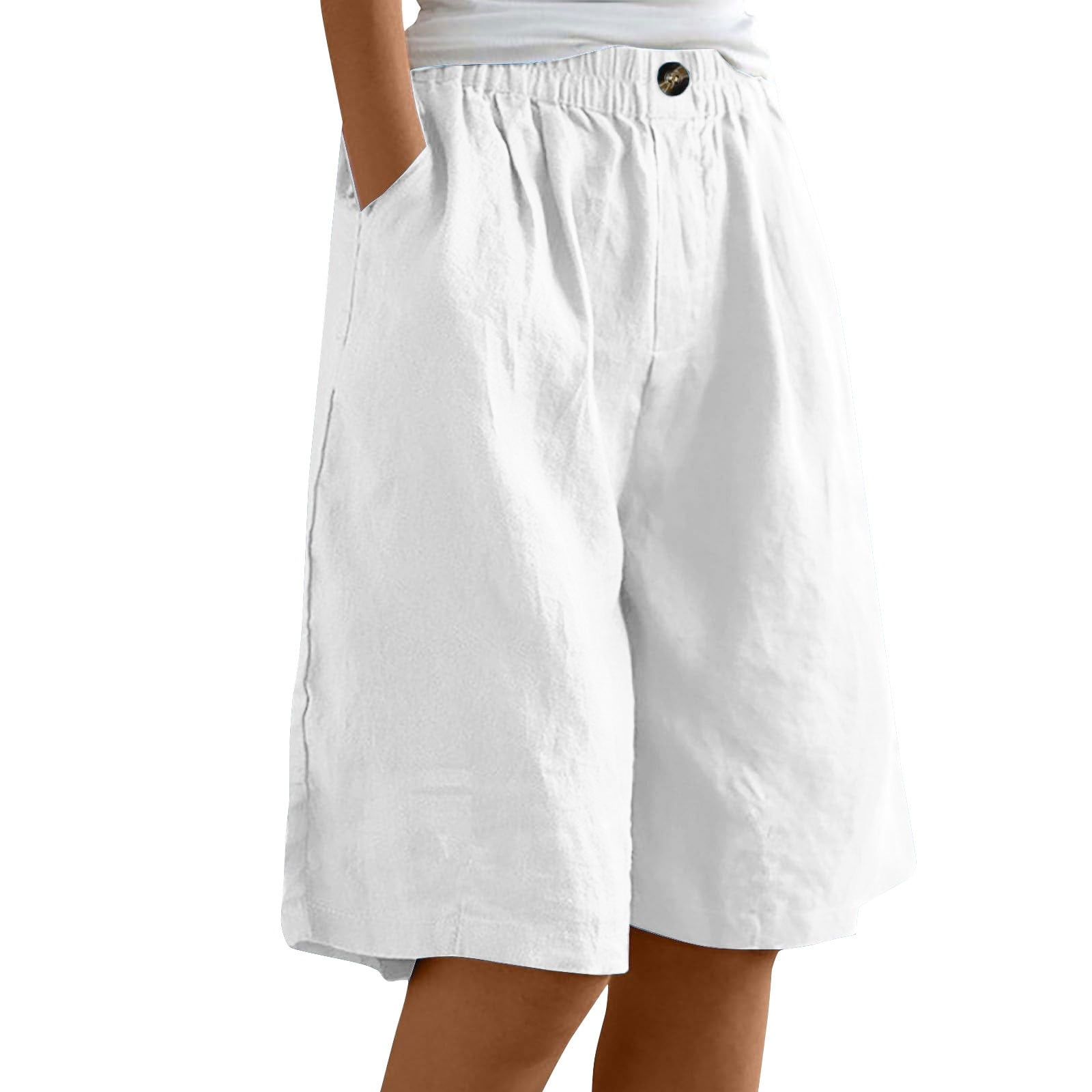 Comdrip Womens Wide Leg Shorts! Cotton Linen Shorts for Women Loose Fit ...