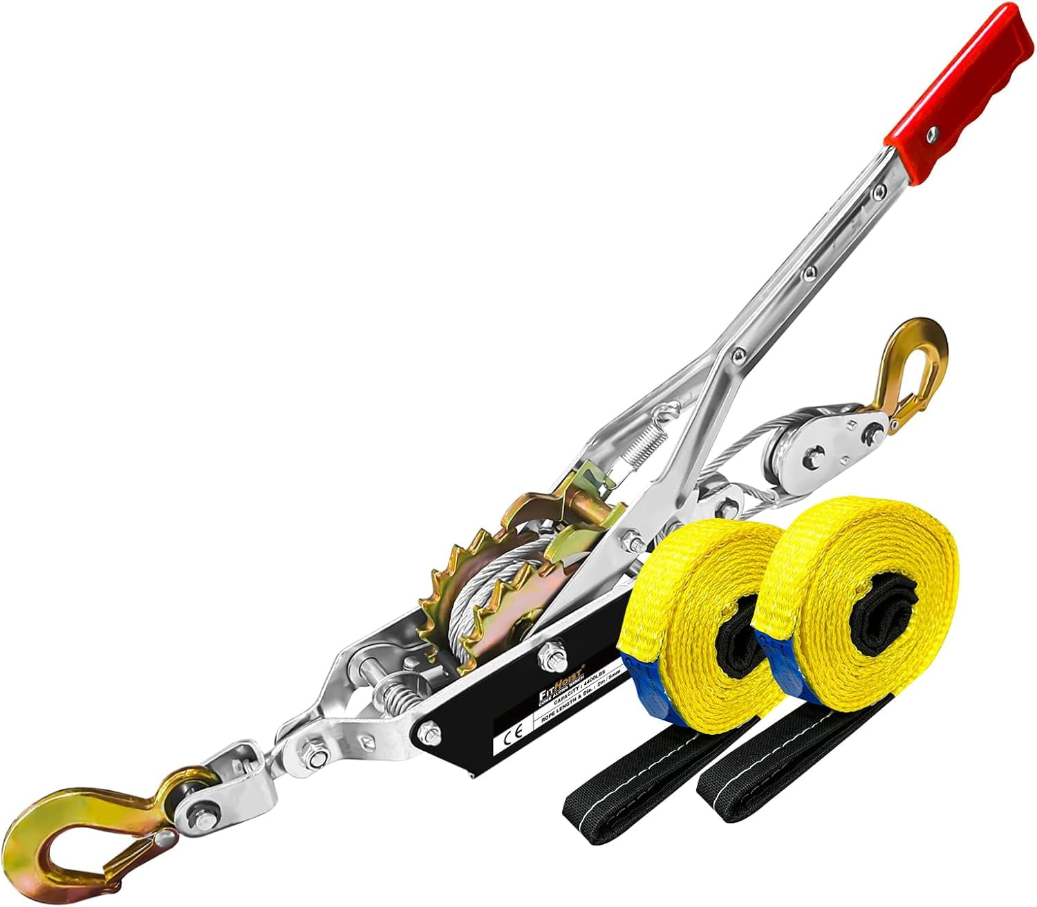Come Along Winch Ratchet Tool 2T Heavy Duty 2 Hooks Steel Cable Dual ...