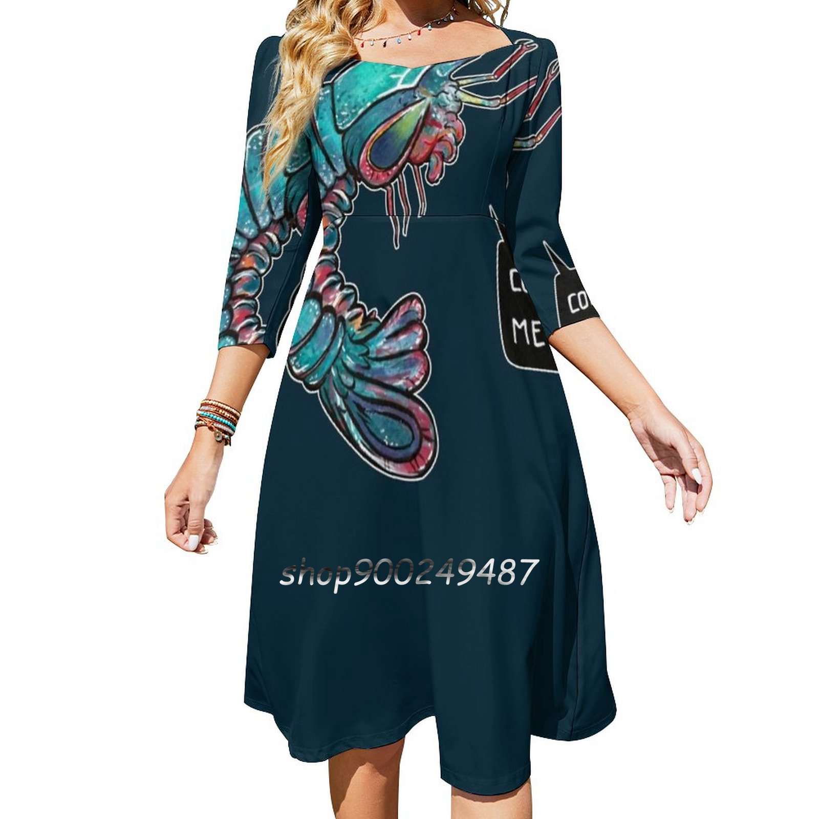 Come At Me Bro! Flare Dress Square Neck Dress Elegant Female Fashion ...