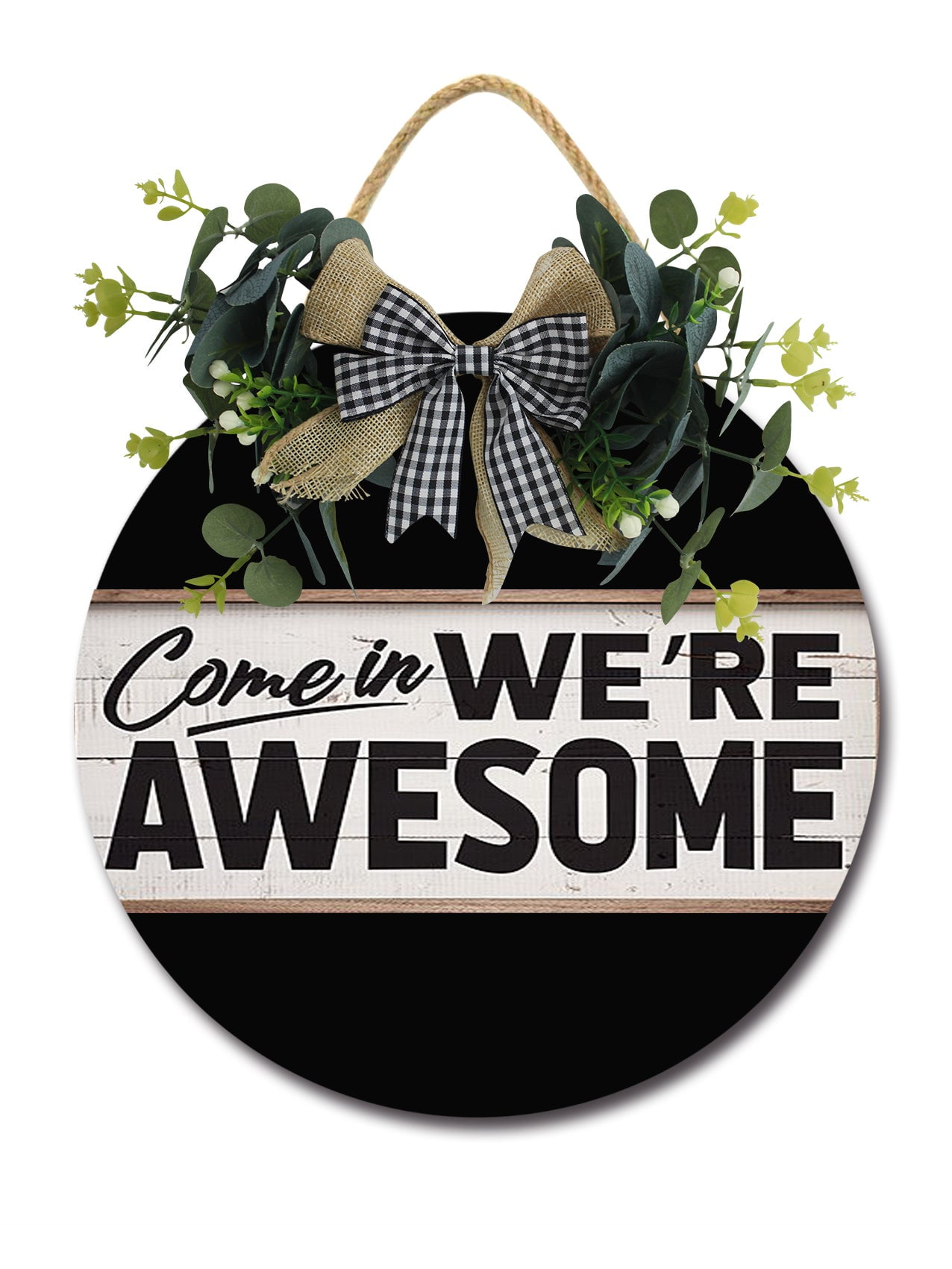 Come In We're Awesome Door Sign Home Decor Round Wood Wreaths Wall ...