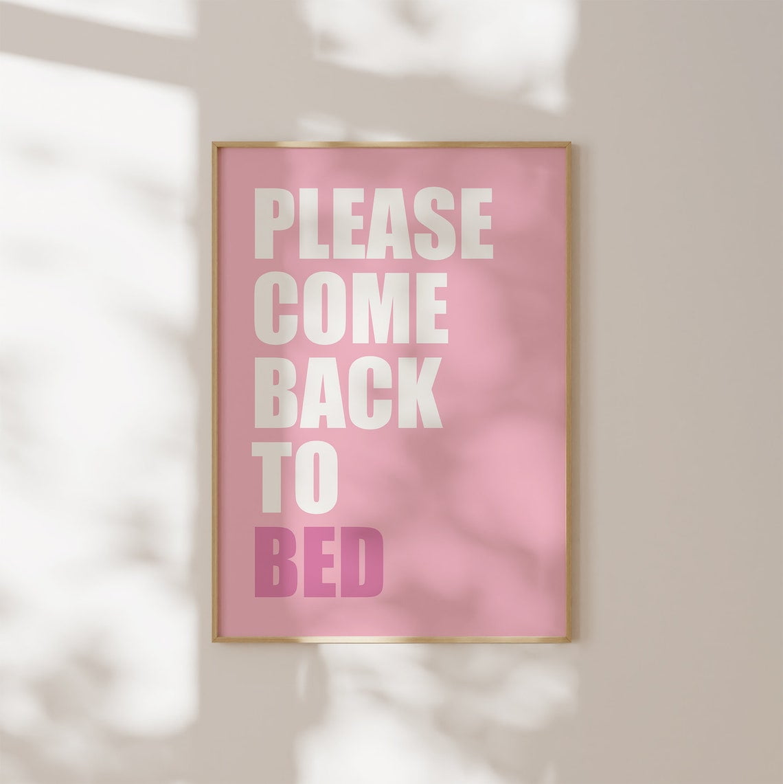 Come Back To Bed Print, Couples Wall Art, Above Bed Print, White & Pink ...
