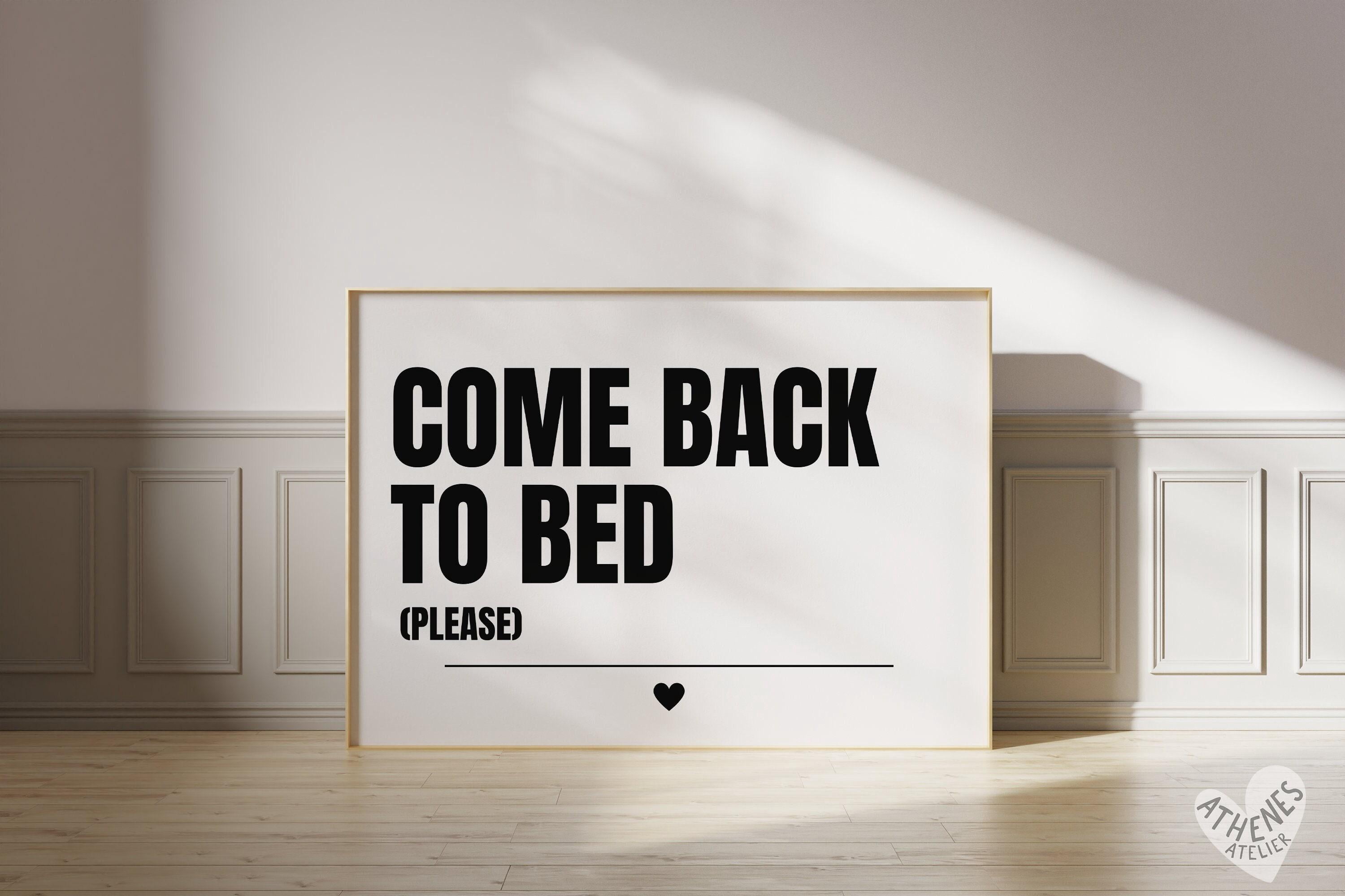 Come Back To Bed Horizontal Print, Black And White Wall Art, Couples ...