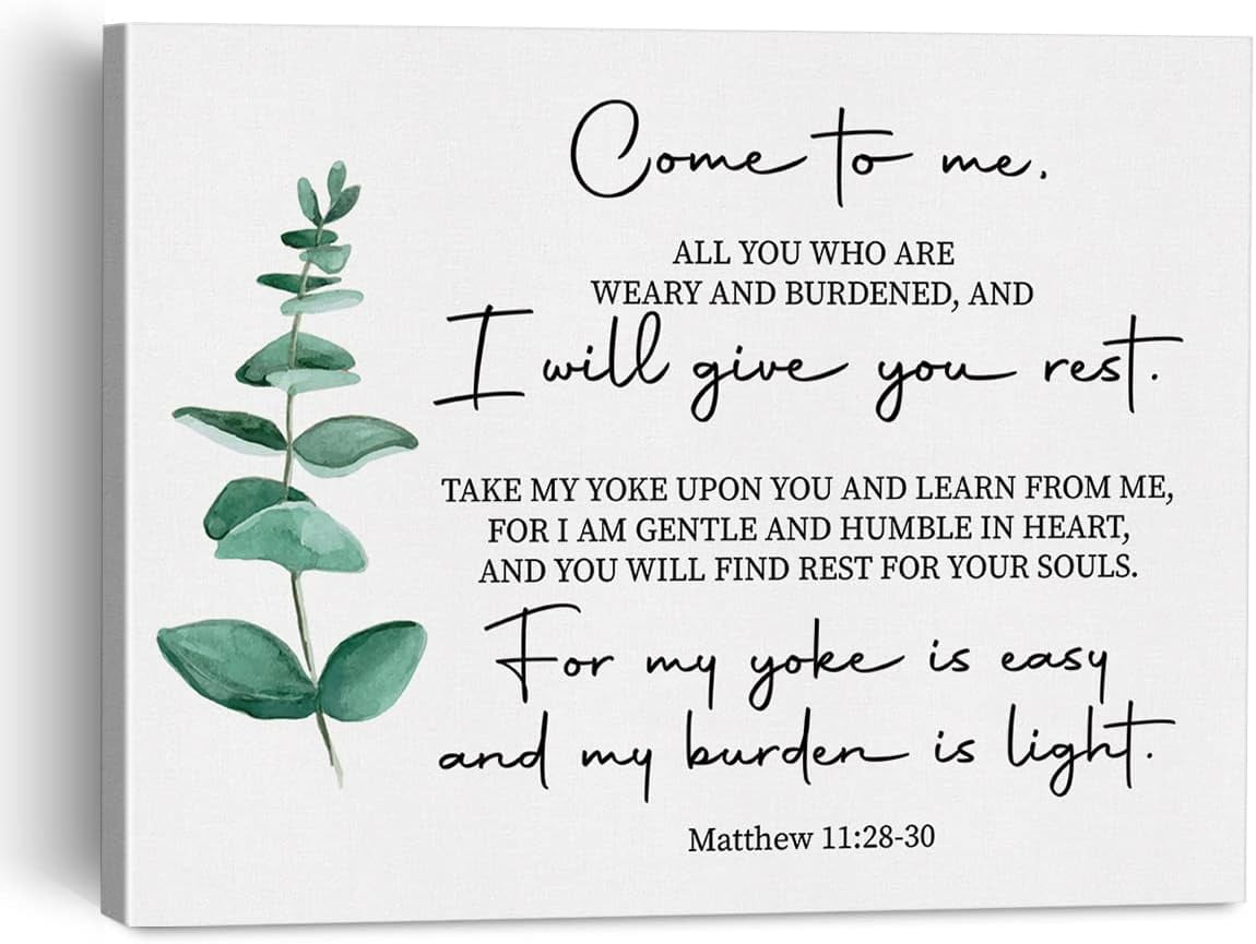 Come to Me Bible Verse Canvas Painting Framed Wall Art Decor for Home ...
