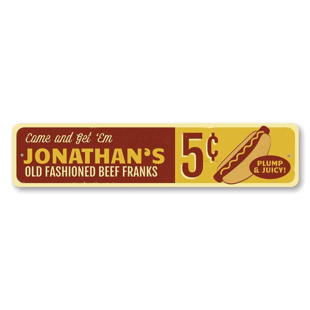 Come & Get 'Em Hot Dogs Sign, 5 Cents Old Fashioned Beef Franks Sign ...