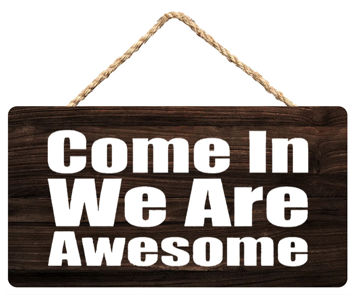Come In We Are Awesome Wood Sign 12 X 6 Inches Wall Art For Front Door ...