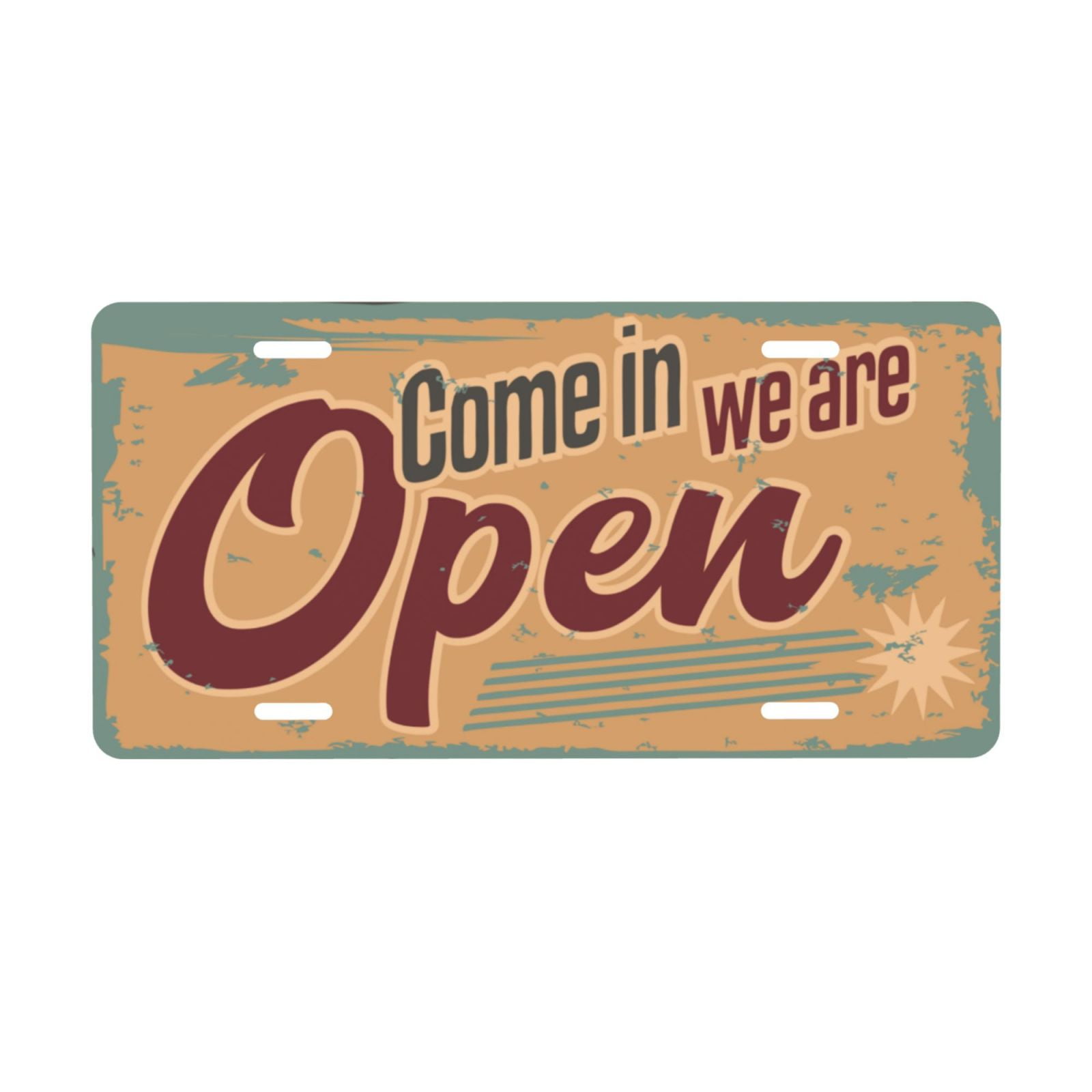 Come In We Art Open Sign License Plate Front Metal Car Plate 6×12 Inch ...
