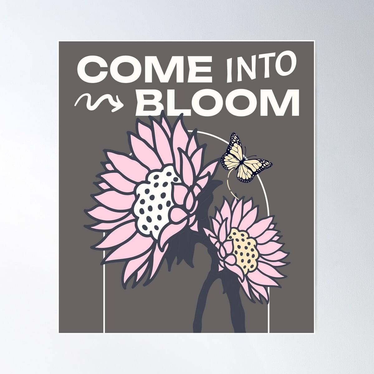 Come Into Bloom Boho Flowers And Butterfly Poster Wall Art Modern Wall ...