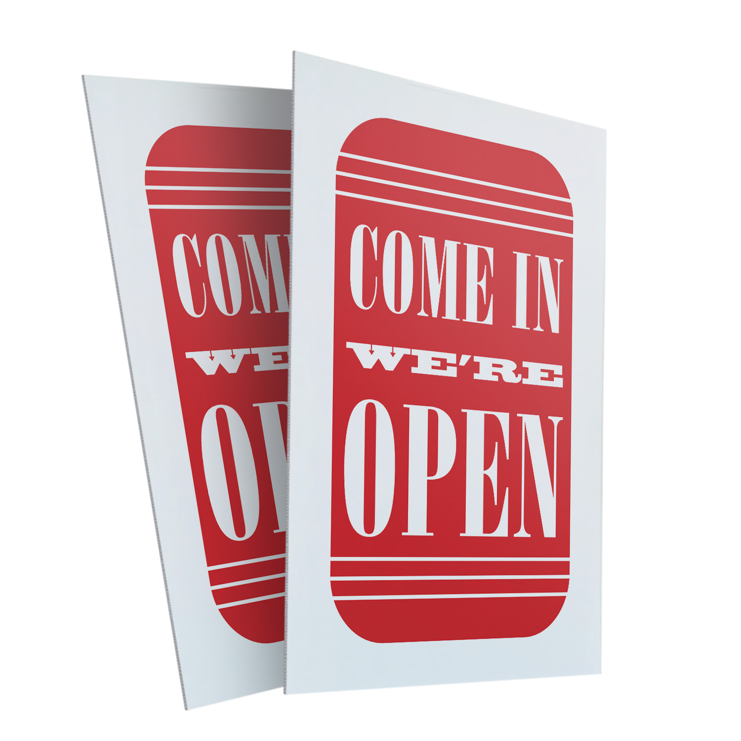 Come In We're Open (2-Pack) 24 Inch x 36 Inch Plastic Signs | Sign ...