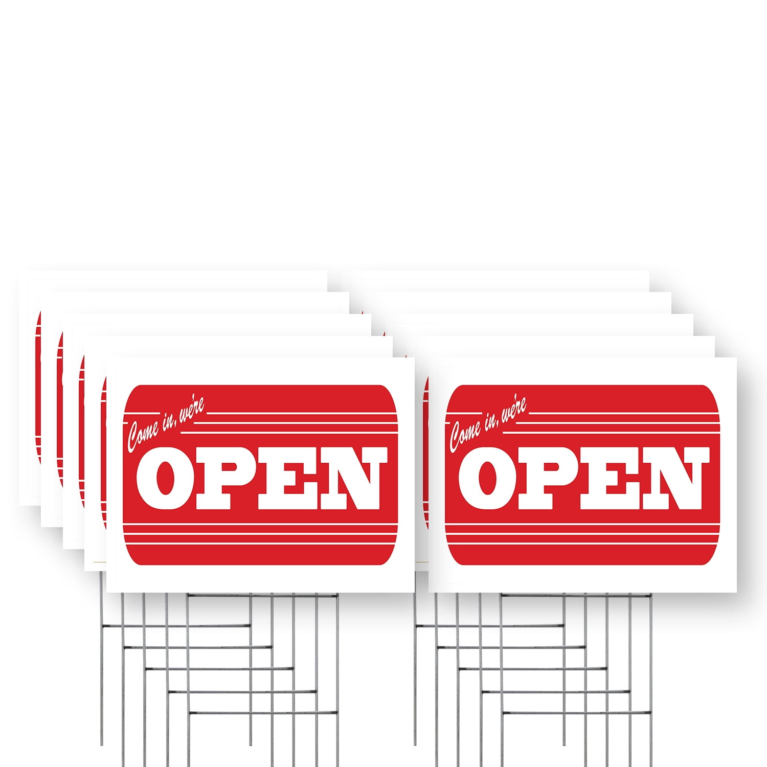 Come In We're Open Yard Sign 10 Pack of 12 Inch x 16 Inch Double Sided ...