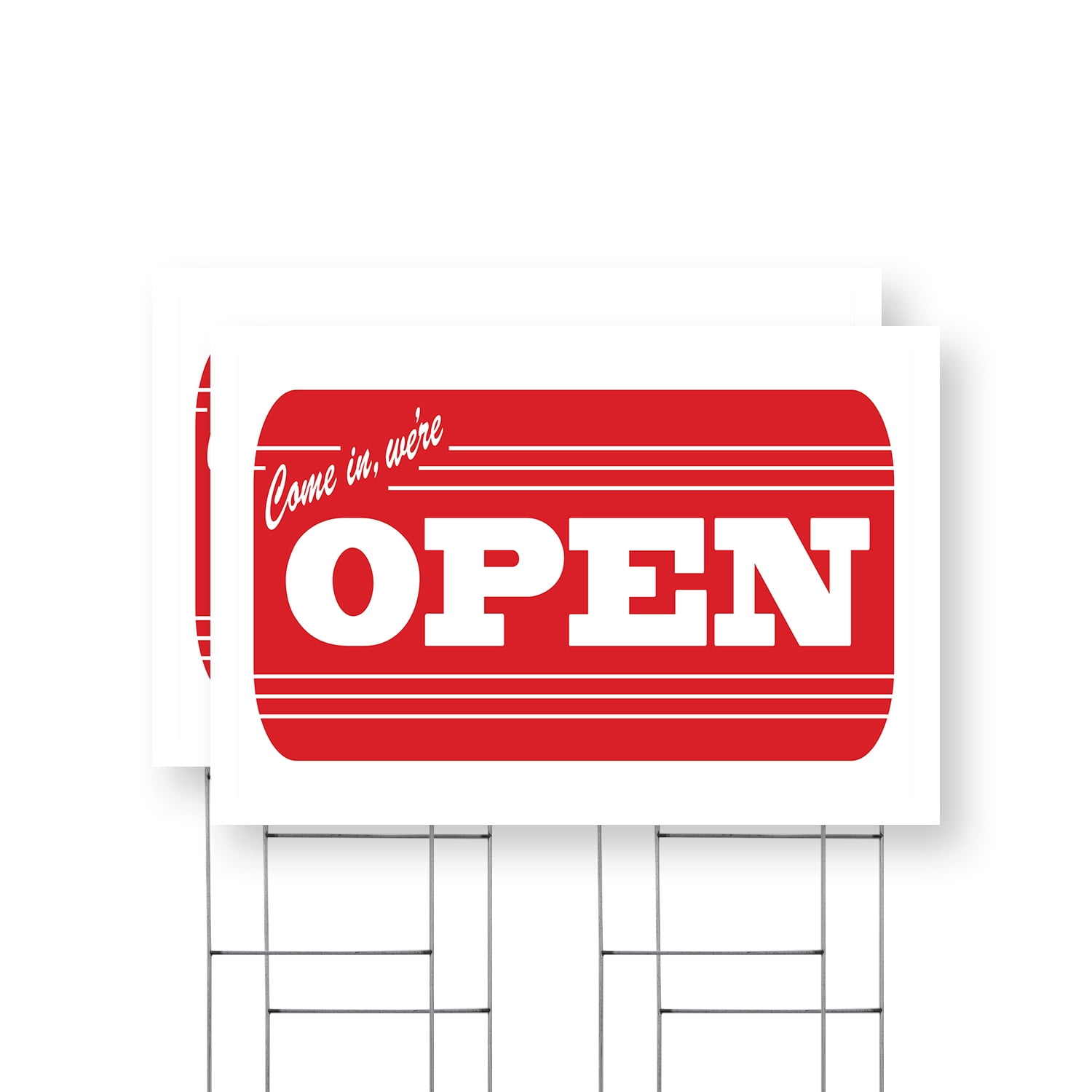 Come In We're Open Yard Sign 2 Pack of 24 Inch x 36 Inch Double Sided ...