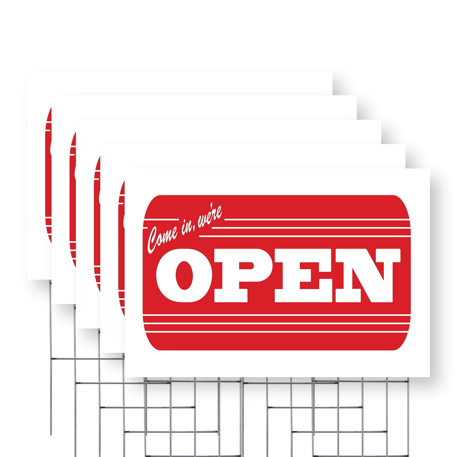 Come In We're Open Yard Sign 5 Pack of 24 Inch x 36 Inch Double Sided ...