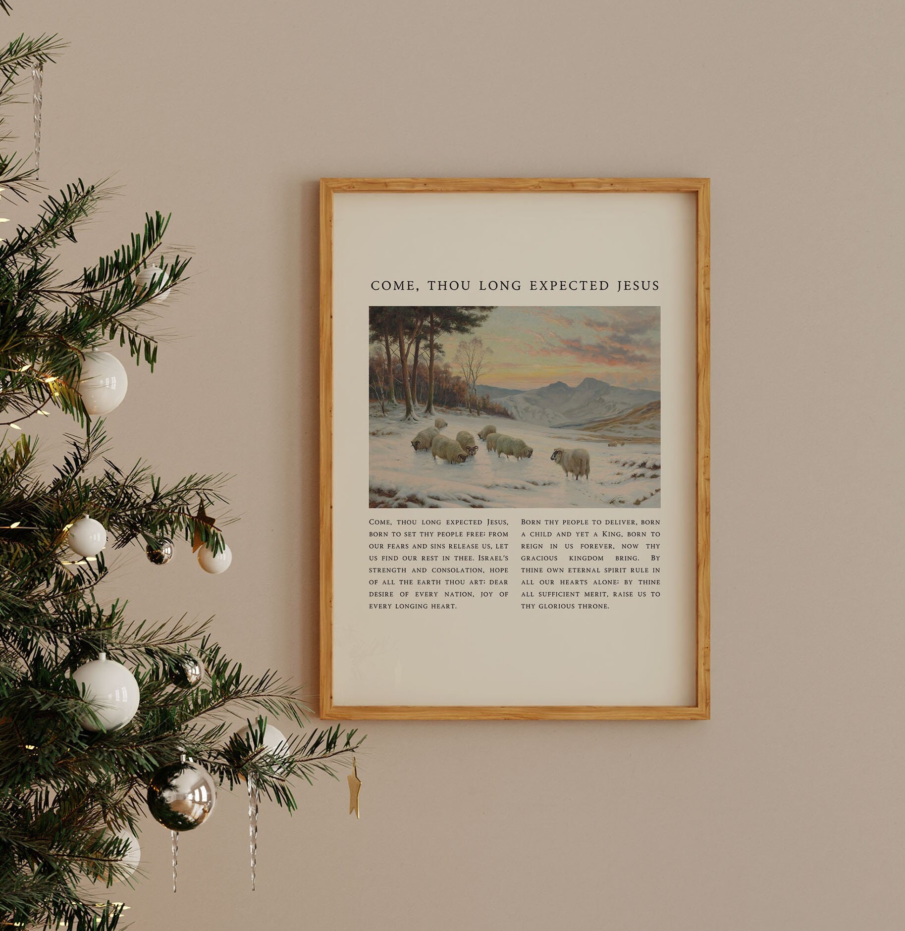 Come Thou Long Expected Jesus Print, Vintage Kristmas Hymn Warm Present ...