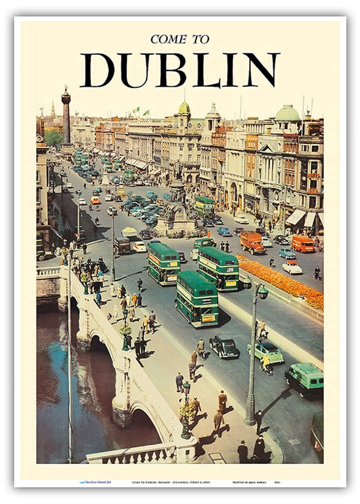 Come To Dublin Ireland - O’Connell Street - Vintage Travel Poster c ...