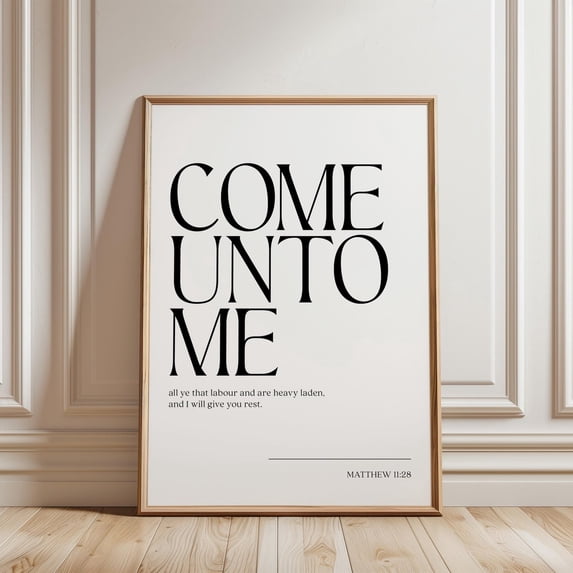 Come Unto Me Matthew 11 28 29 Christian Bible Verse Minimalist Jesus ...