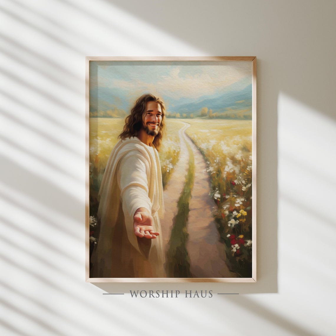 Come Walk With Me Christian Painting Jesus On Path Invitation Scene ...