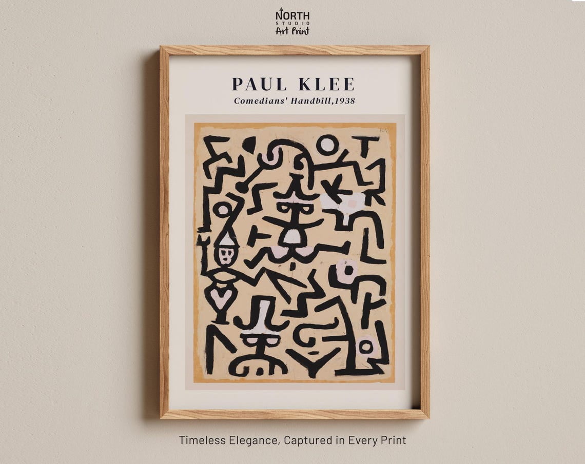 Comedians' Handbill Print, Paul Klee 1938 Abstract Line Art, Playful ...