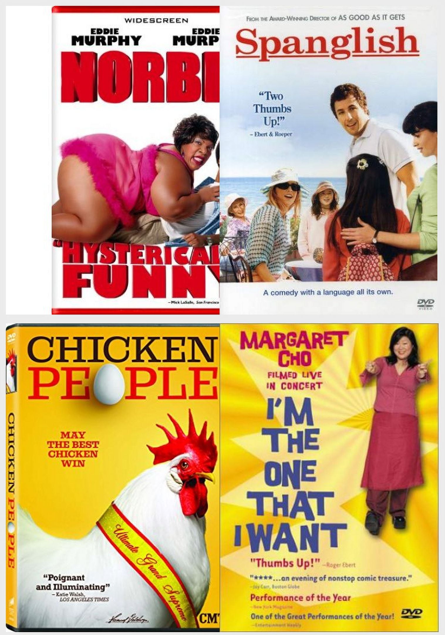 Comedy 4 Pack DVD Bundle: Norbit, Spanglish, Chicken People, Margaret ...