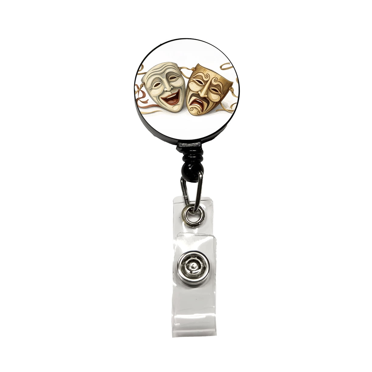 Comedy And Tragedy Theater Drama Masks Retractable Reel ID Badge Key ...
