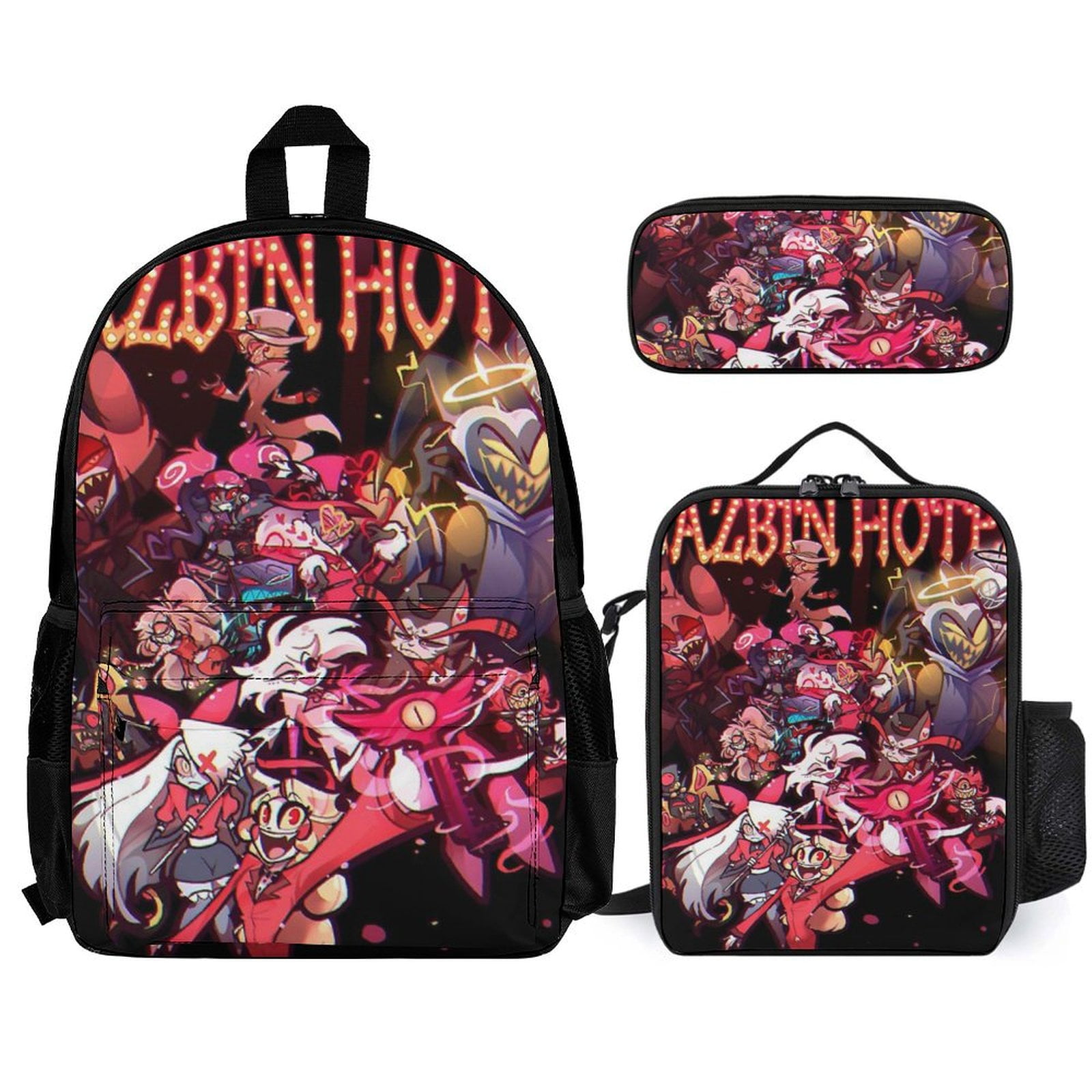 Comedy Hazbin Hotel Dance Schoolbag 3-Pieces Set With Pencil Case Lunch ...