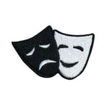 Comedy/Tragedy Theater Mask - Embroidered Iron on Applique Patch for ...