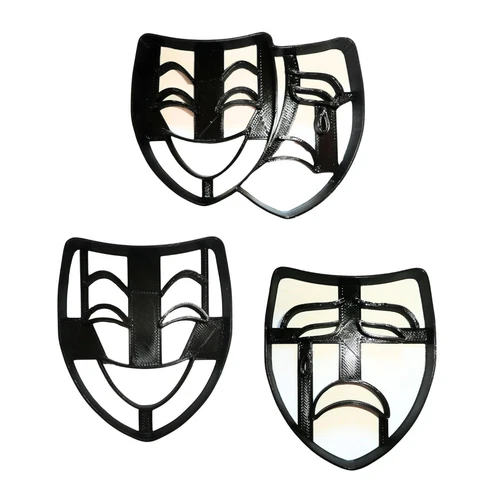Comedy Tragedy Masks Happy Sad Drama Theatre Set Of 3 Cookie Cutters ...