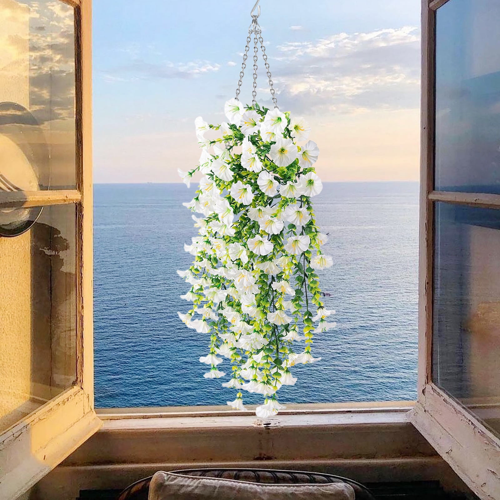 Comefolife Artificial Hanging Flowers, Hanging Baskets Artificial ...