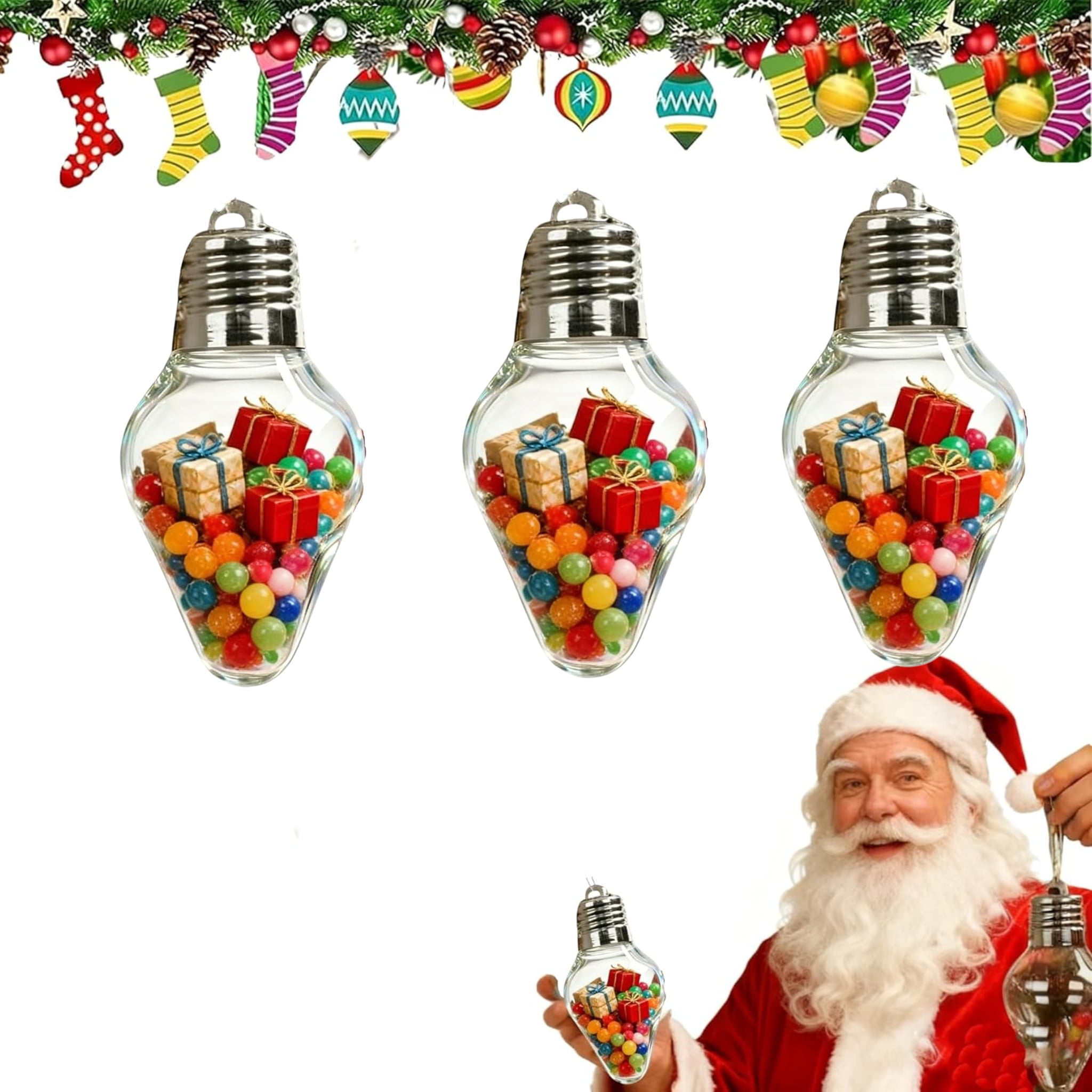 Comefolife Christmas Bulb Gift Jar, Large Fillable Xmas Light Bulb ...