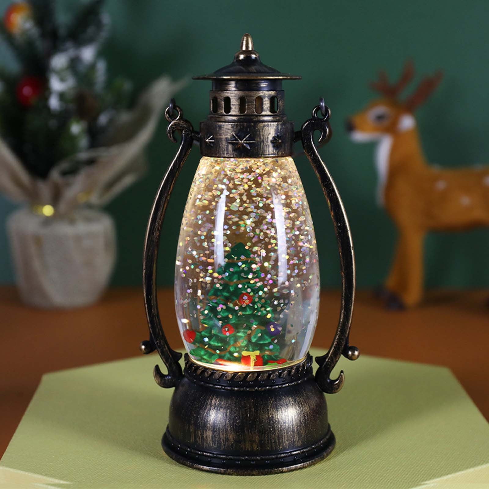 Comefolife Christmas LED Flameless Snow Vintage Lantern, Santa Claus ...