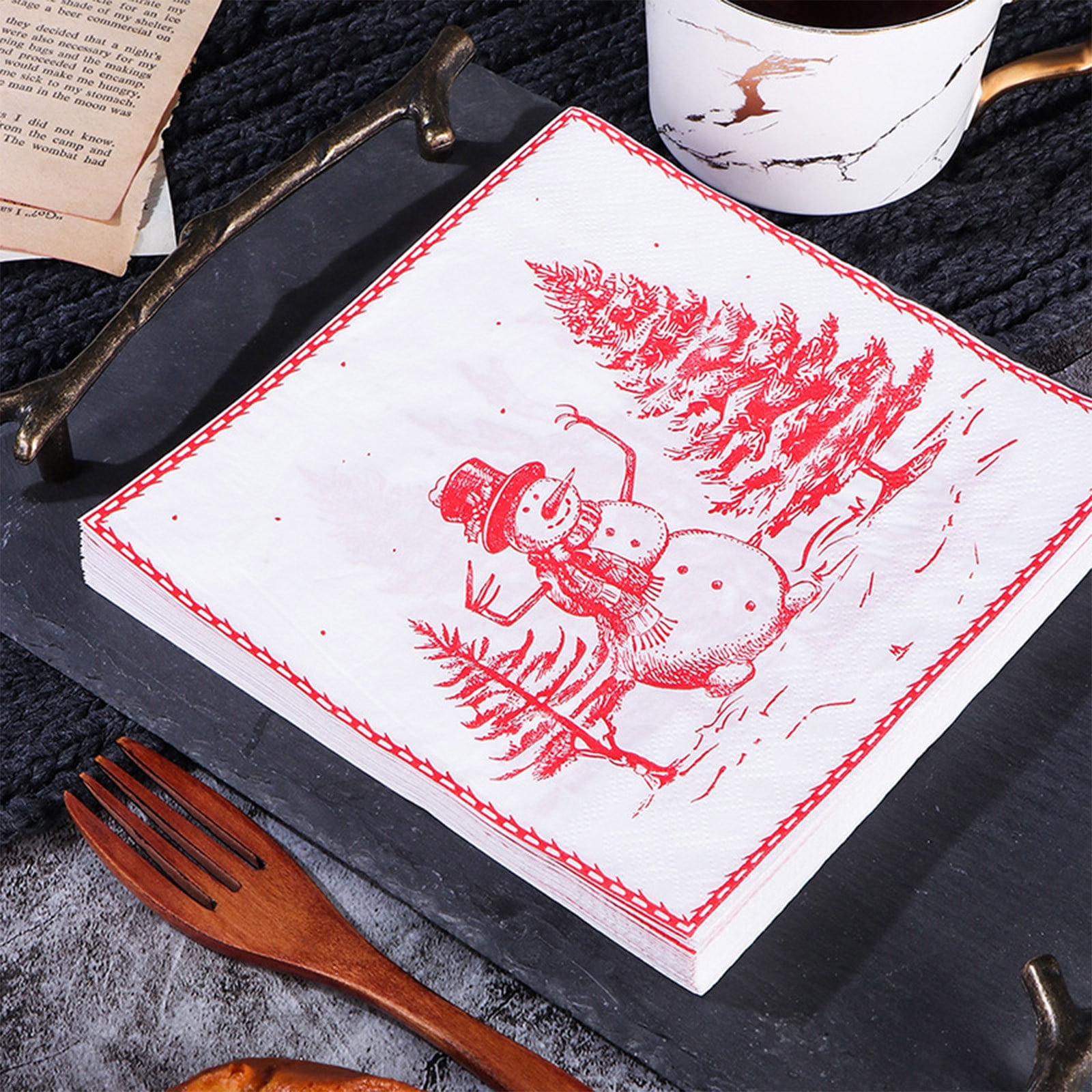 Comefolife Christmas Paper Napkins Buffalo Xmas Tree Farmhouse ...